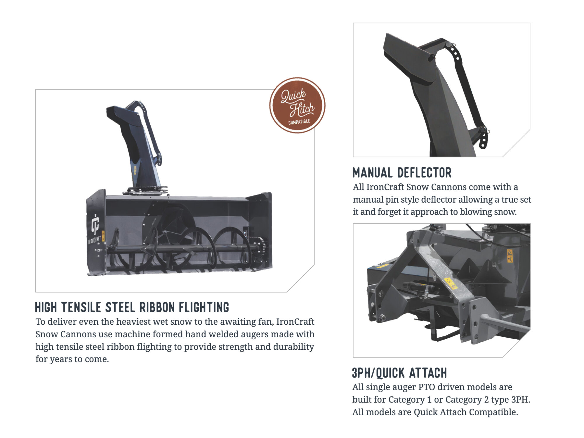 3-Point Snow Blower for Tractors | IronCraft Snow Cannon